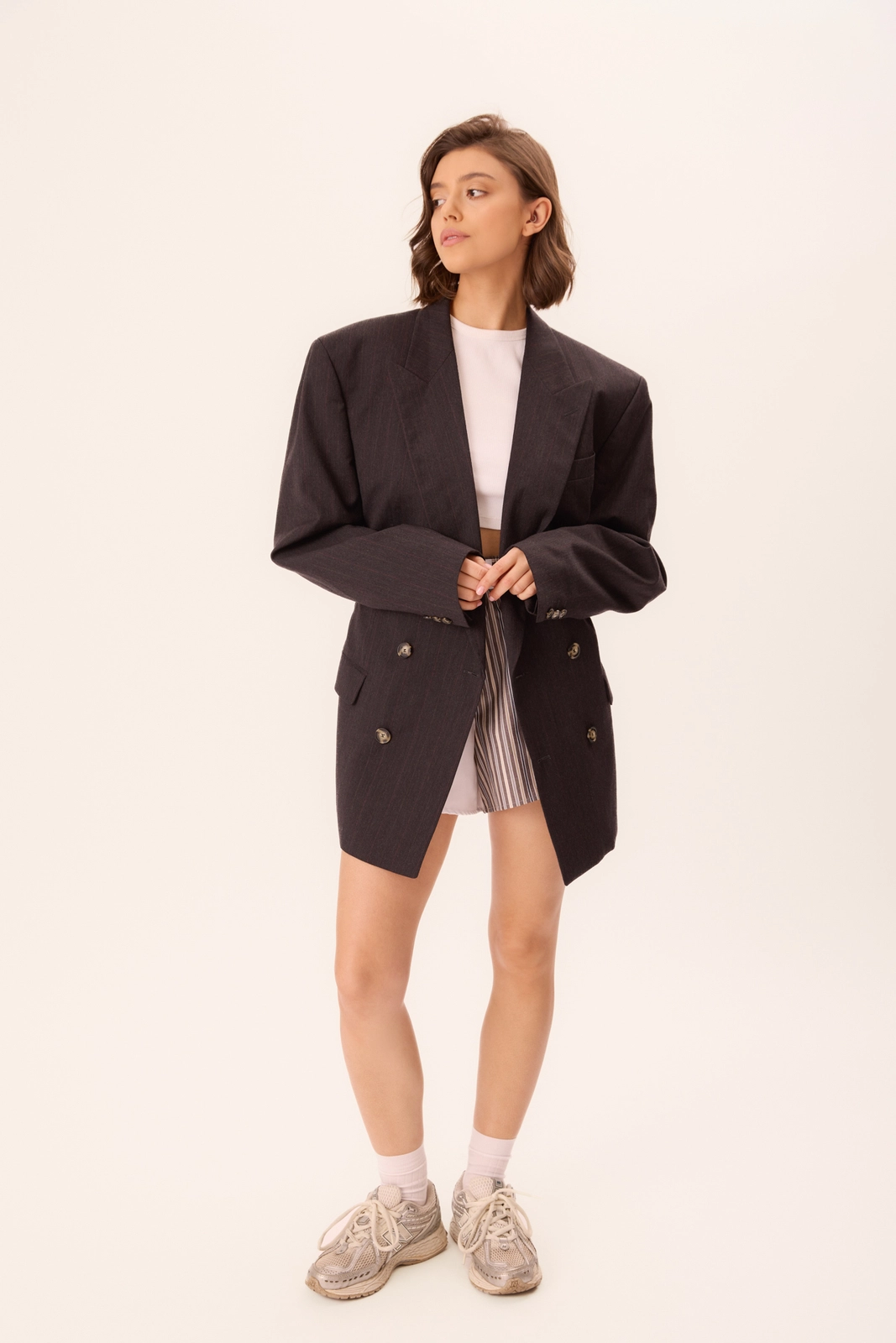 FITTED DOUBLE-BREASTED GRAPHITE JACKET MODEL No4 | BLAZERS \ Blazer no ...